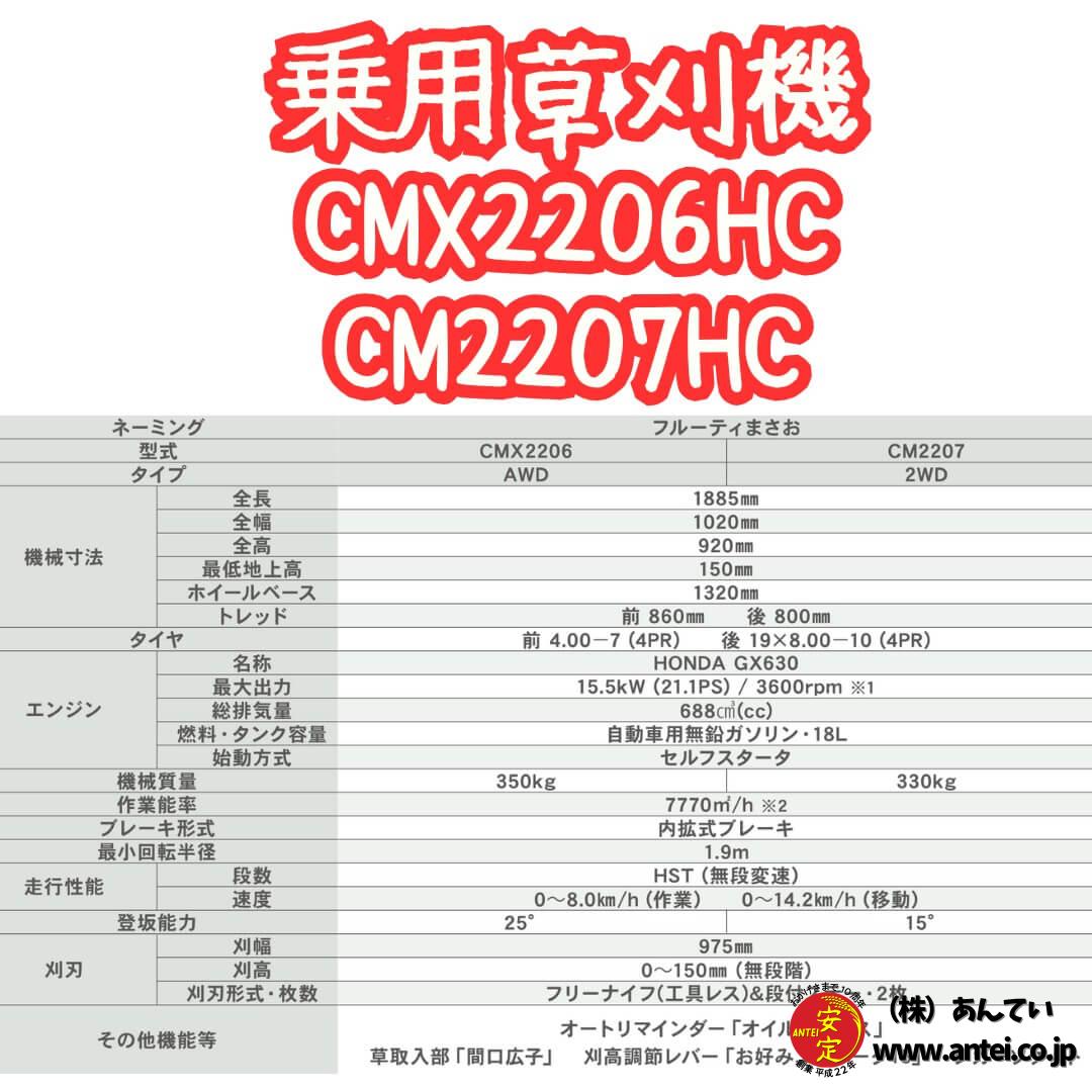 筑水キャニコム フルーティまさお 乗用草刈機 CM2207HC 2WD 21.1PS ⚙ 中古農機具専門店 - (株) あんてい